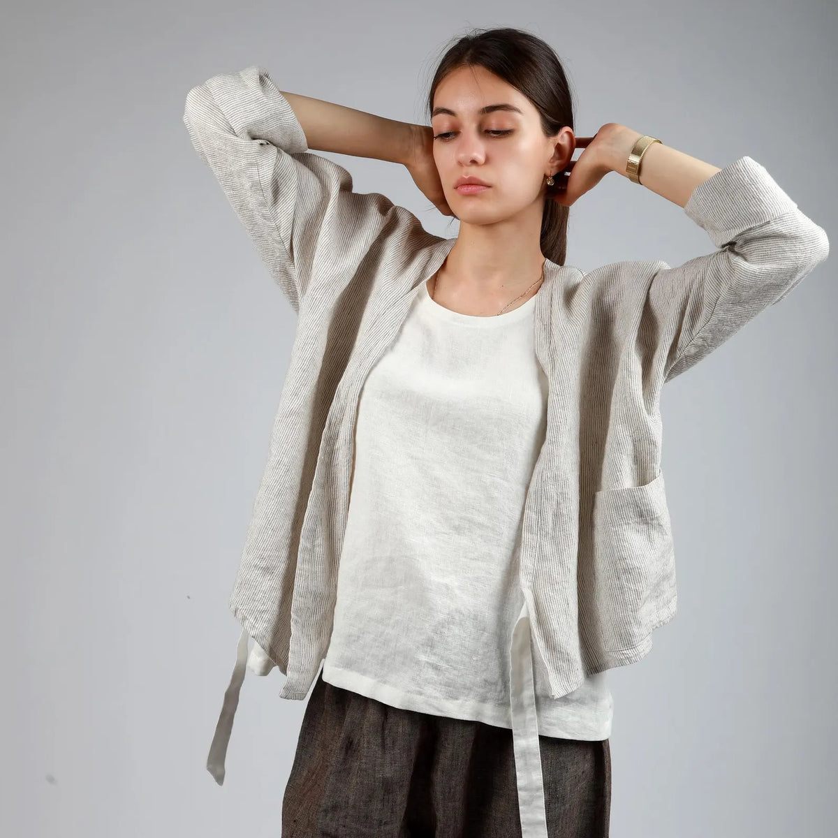 JUNIPER Linen Wrap Jacket | KNOTIUM